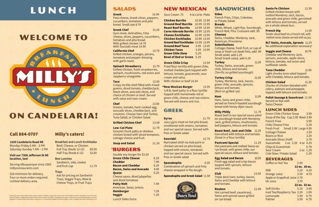 MENU | Millys